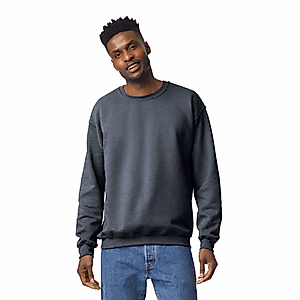Gildan Adult Fleece Crewneck Sweatshirt, Style G18000, Multipack, Dark Heather (1-Pack), Medium