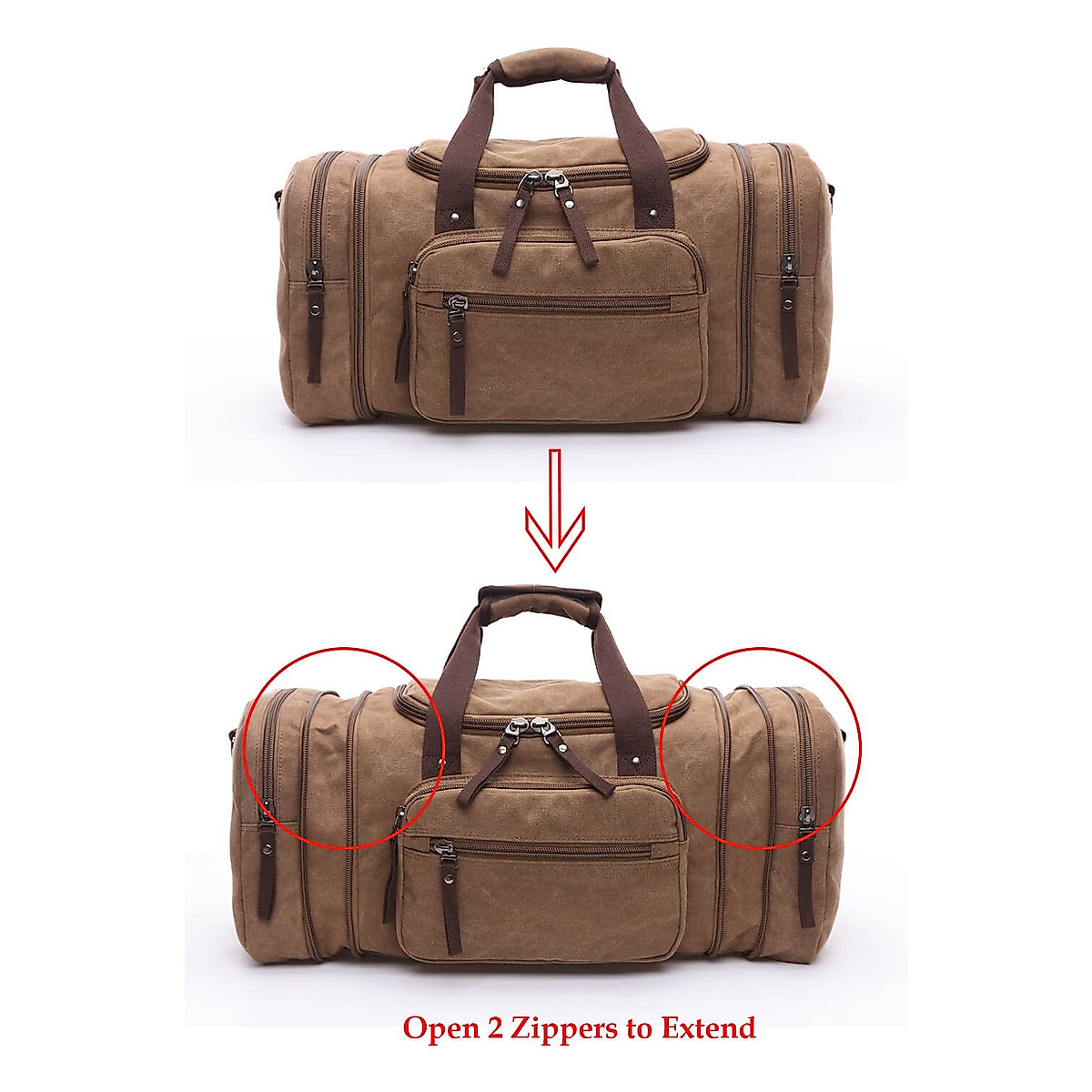 Duffle Bag for Travel, Large Canvas Duffel Bag for Travelling Overnight Weekender Bag Carry On Bag for Men Women Black