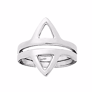 81stgeneration Women's 925 Sterling Silver Minimalist Geometric Double Triangle Ring