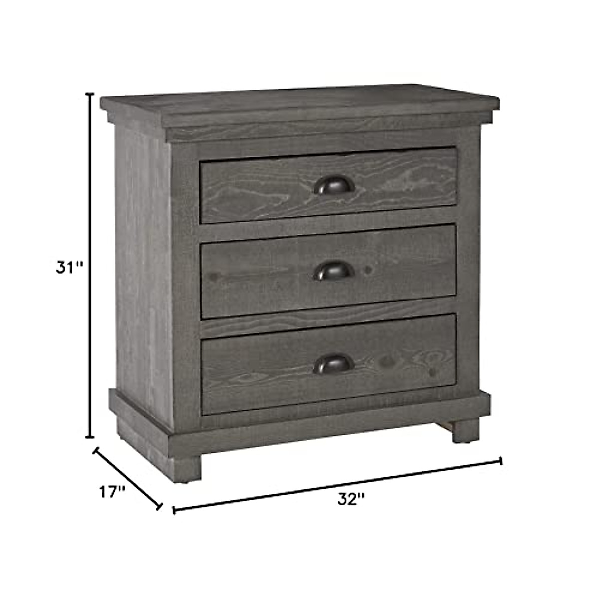 Progressive Furniture Willow Nightstand, Distressed Dark Gray
