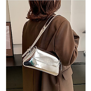 Evening Bag Women Hobo Bag Clutch Y2k Sparkly Silver Purse Tote Handbag Shoulder Party/Cute Crossbody Bags with Wallet