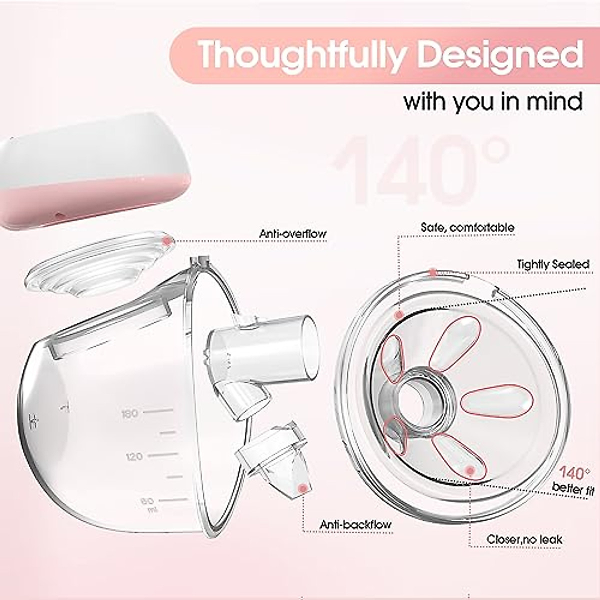 Hands Free Breast Pump, Electric Breast Pumps, 12 Levels 3 Modes Double Wearable Breastpump, Portable 1200mAH, LCD, Quiet and Painless, Leak-Proof 140° Silicone, Comfortable Breastfeeding Necessities