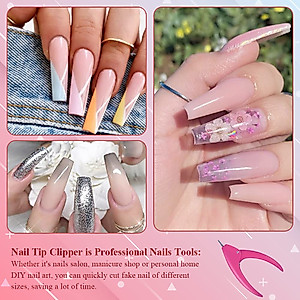 MORGLES Nail Clippers for Acrylic Nails, Professional Acrylic Nail Clippers Fake Nail Cutters for Nail Tips for Nail Art Manicure, Pink