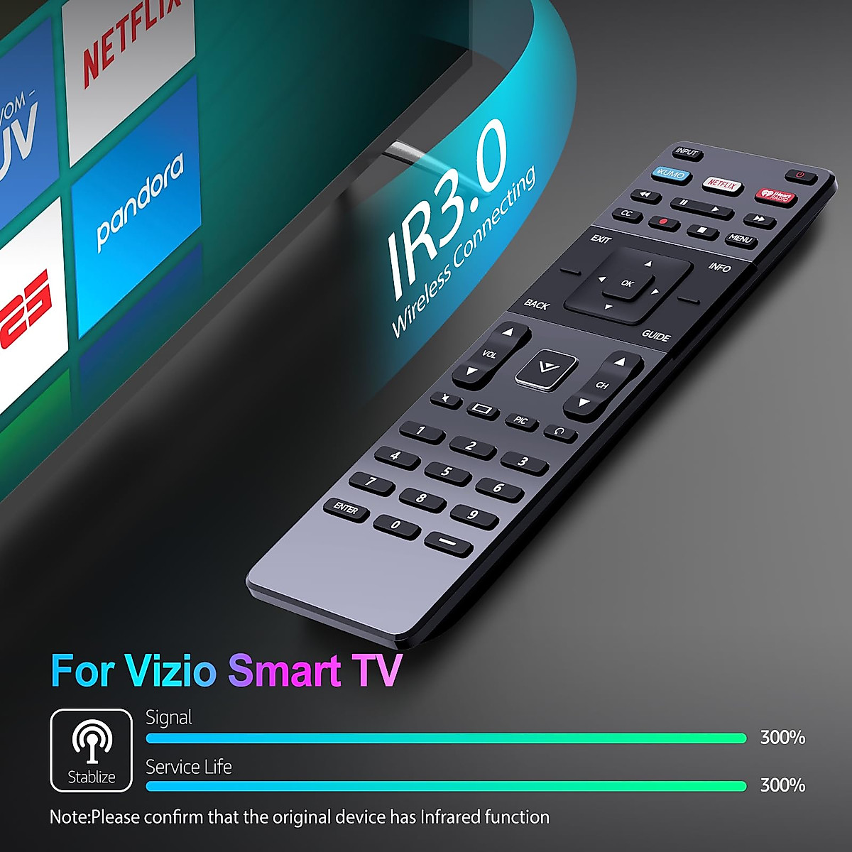 XRT122 Replacement Remote Control Compatible for Vizio Smart TV D55U-D1 D58U-D3 D60-D3 E32-C1 E32H-C1 E40-C2 E40X-C2 E43-C2 E48-C2 E50-C1 E55-C1 E65-C3 E65X-C2 E70-C