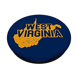 West Virginia Yellow and Blue Vintage State Map PopSockets PopGrip: Swappable Grip for Phones & Tablets
