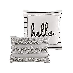 Intelligent Design Zoey Triangle Metallic Print, Cozy Comforter Set All Season Bedding Set, Matching Sham, Decorative Pillow, King/Cal King, Grey/Silver 5 Piece