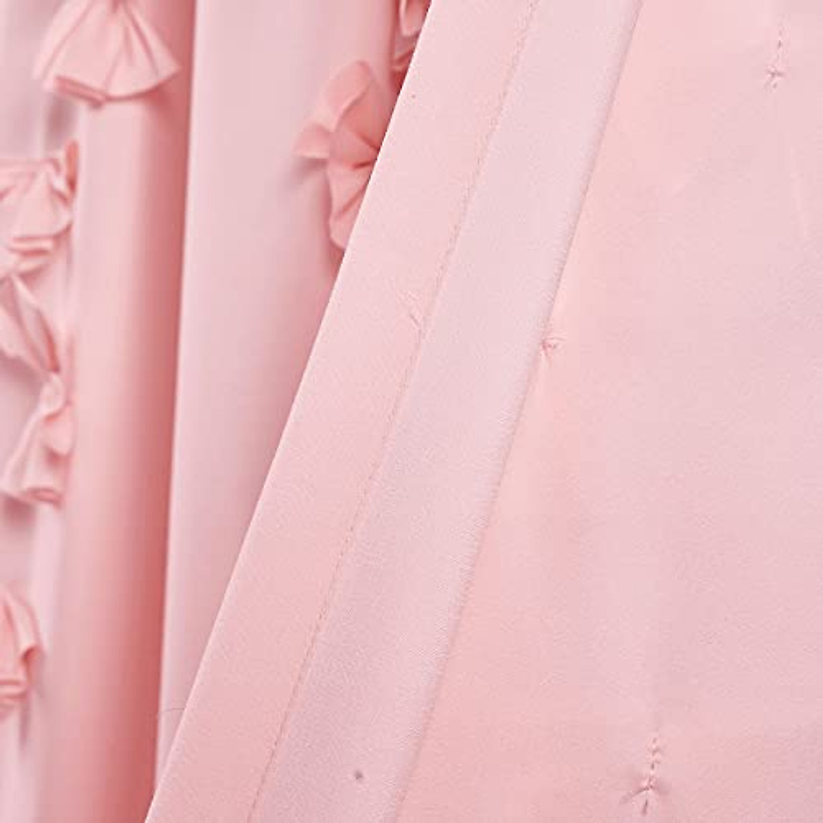 Lush Decor Riley Window Curtain Sheer Ruffled Textured Bow Window Panel for Living, Dining Room, Bedroom (Single), 54"W x 84"L, Pink