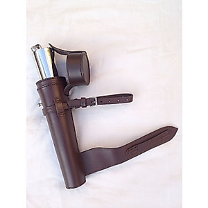 Horse Saddle Flask Set Saddle Hip Flask Brown Leather Cased stainless steel baton Saddle Flask Fox Hunting Horse Flask Riding Christmas Gifts For Him Her (Brown)