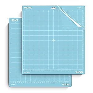 Nicapa Light Grip Cutting Mat for Cricut Maker 3/Maker/Explore 3/Air 2/Air/One (12x12 inch,2 Mats) Light Adhesive Sticky Blue Quilting Replacement Cut Mats