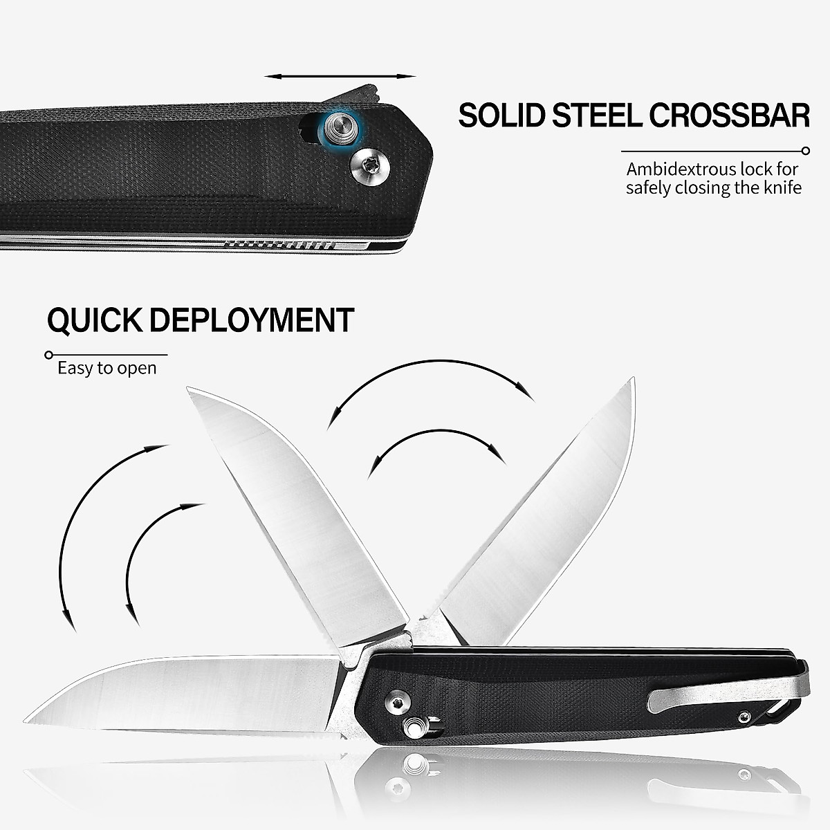 Cohesion Pocket Knife for Men and Women, EDC Knife with Pocket Clip, Folding Knife Utility Knife for Outdoor Camping Hiking