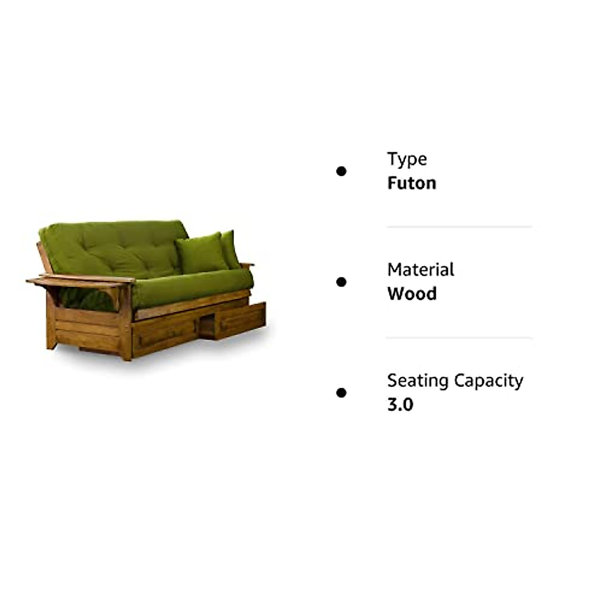Brentwood Queen Size Wood Futon Frame with Storage Drawers