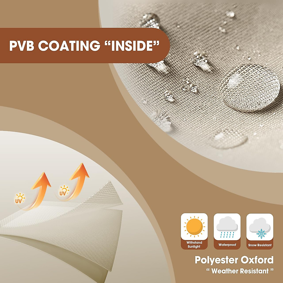 Zadst Cycle 62" Dia Table Cover Waterproof, Patio Furniture Round Table Covers, 600D Heavy Duty Round Table Cover for Anti-UV, Rip Resistant, Water Resistant, Small, Brown