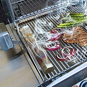 Premium Pellet Smoker Tube for All Grill Electric Gas Charcoal or Smokers- 5 Hours of Billowing Smoke - Cold or Hot Smoking- Ideal for Smoking Cheese Nuts Steaks Fish Pork Beef - 12" Stainless Steel