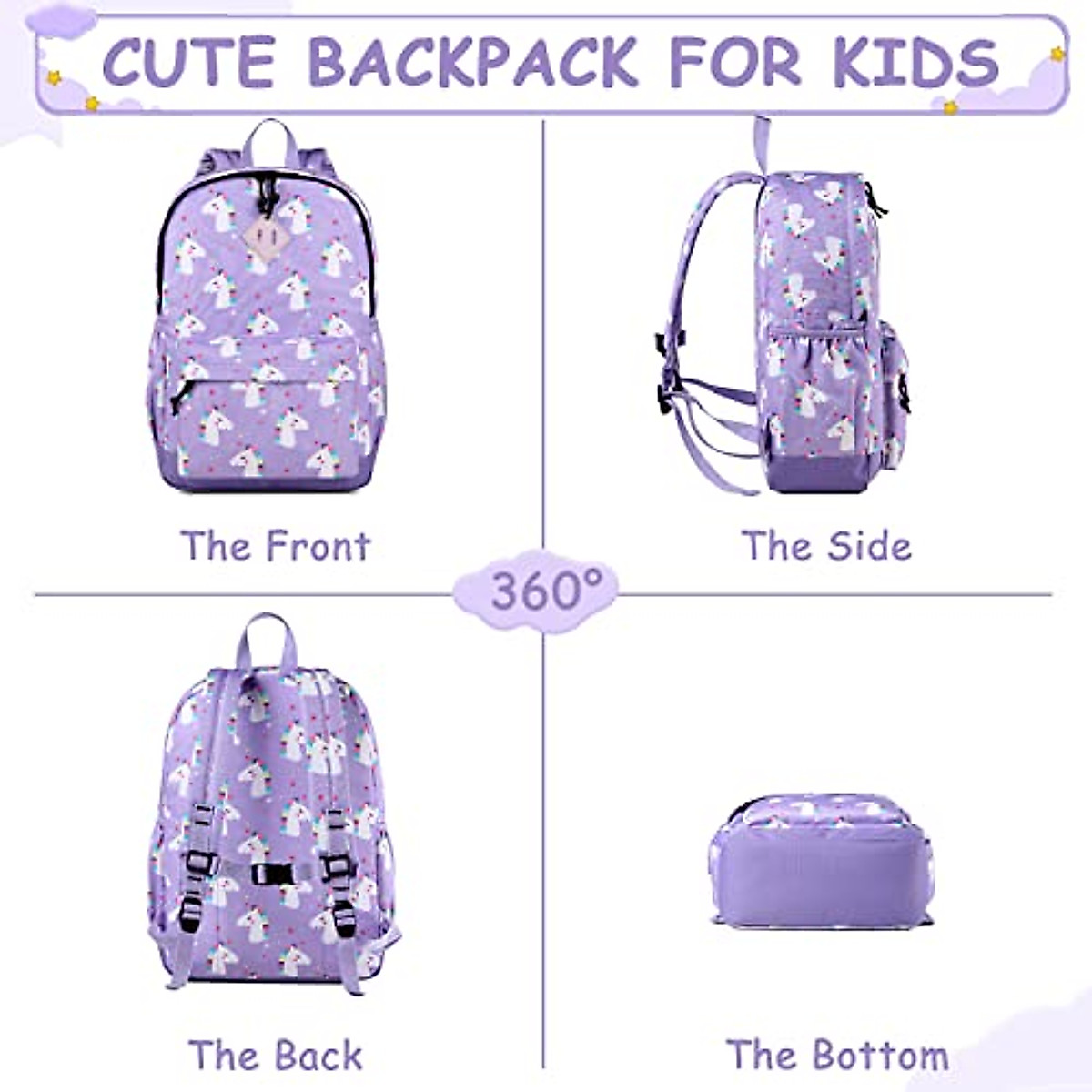 VASCHY Toddler Backpack for Girls, Cute Lightweight Water Resistant Preschool Backpack for Kindergarten Little Girls Bookbag Unicorn