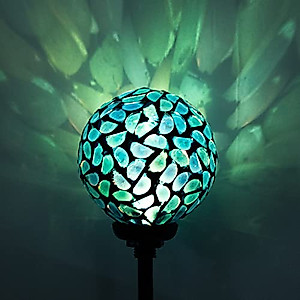 VCUTEKA Solar Lights Outdoor Decorative - Mosaic Solar Garden Light Waterpoof LED Pathway Stake Light for Landscape Lawn Patio Yard Decoration, Blue 1 Pack