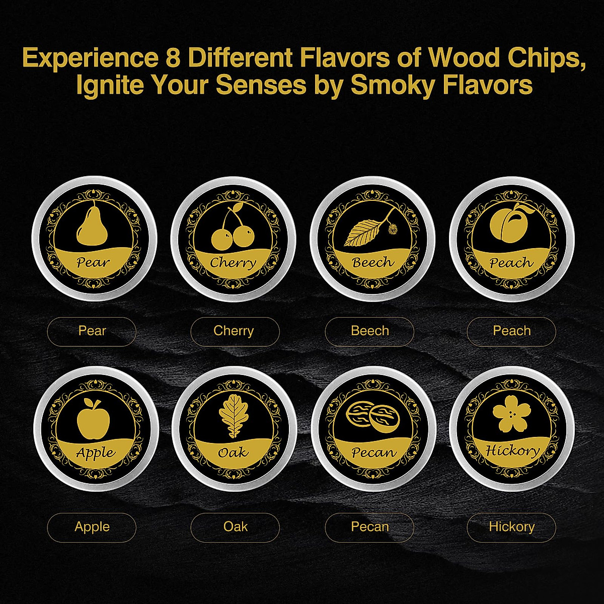 Cocktail Smoker Kit Old Fashioned Drink Smoker Kit with Torch Smoker Infuser for Whiskey Bourbon - 8 Flavors Wood Chips - Gift for Whiskey Lovers, Dad, Husband, Boyfriend, Men (Without Butane)