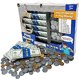 Dr. STEM Toys Play Money for Kids: Durable Boxed Set Provides 400 Pieces of Realistic Fake Money Bills & Fake Coins for Pretend Play, Helps Kids Learn Financial Responsibility & More