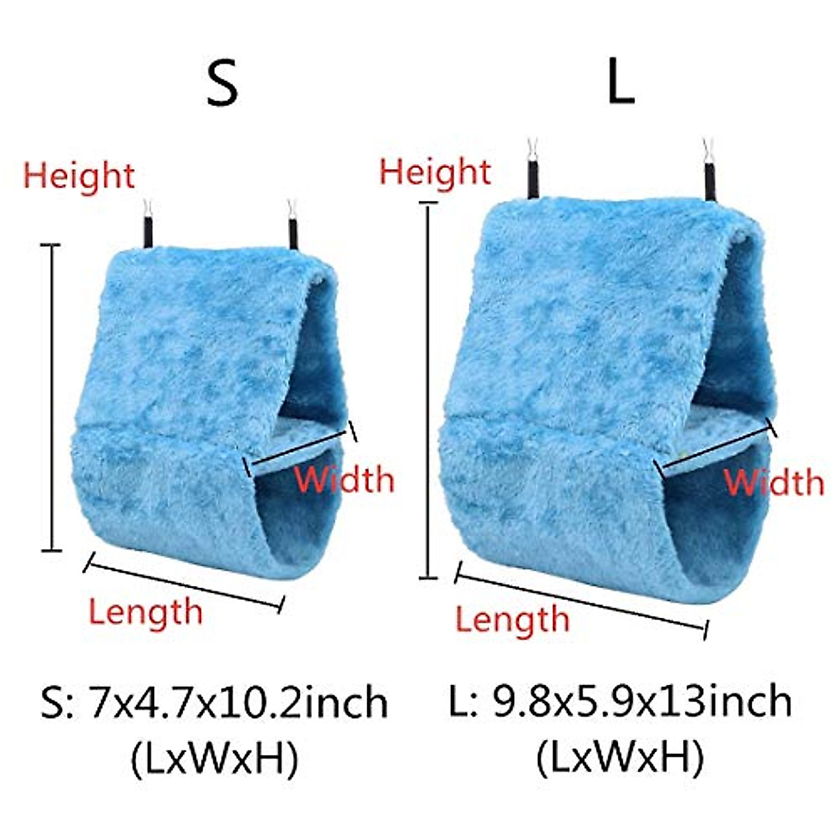 Wontee Bird Parrot Plush Hammock Dual Layer Nest Shed Bird Snuggle Cave Happy Hut for Parrot Macaw Budgies Eclectus Parakeet Cockatiels Cockatoo Lovebird (S, Blue)