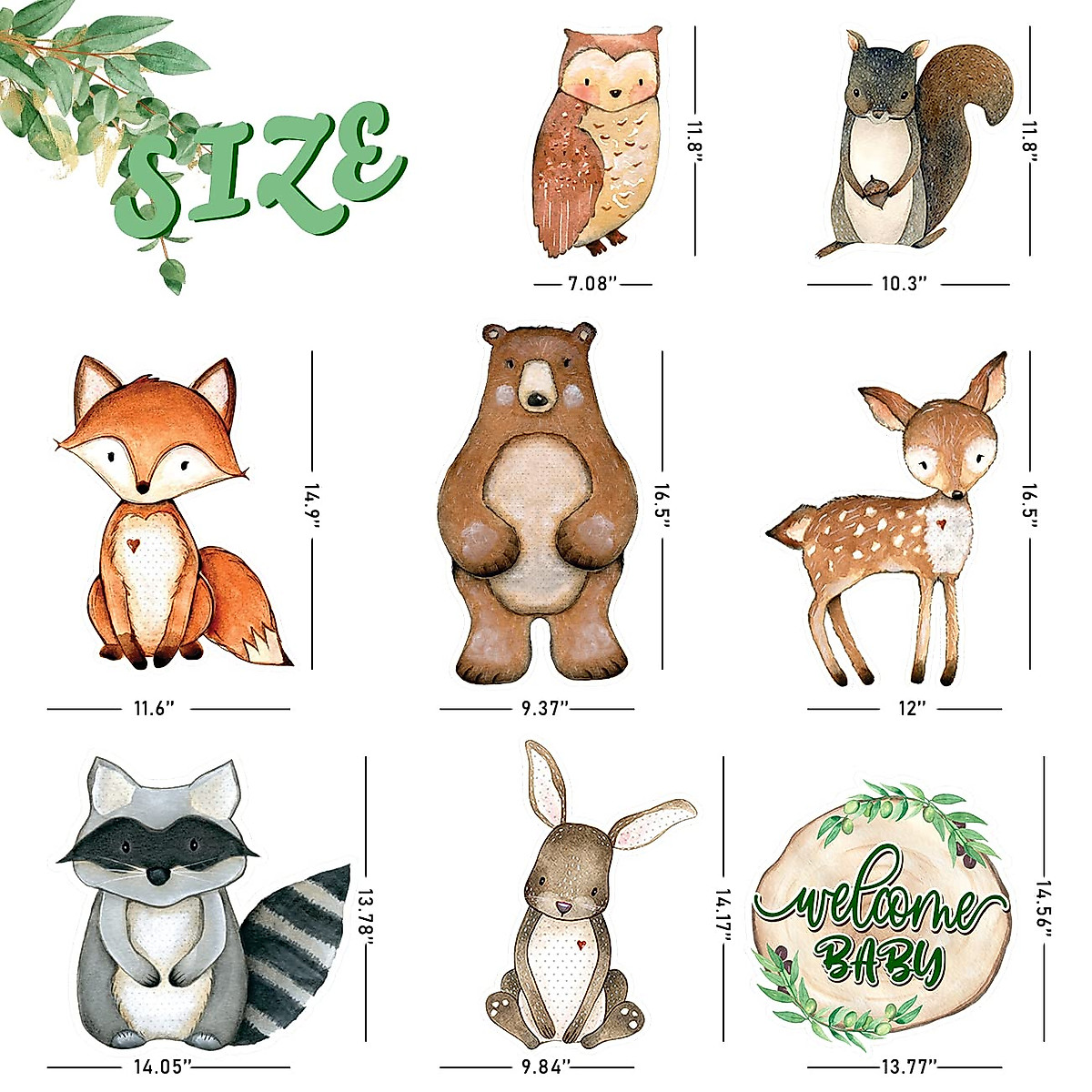 Woodland Baby Shower Yard Sign Set of 8 Gender Neutral Forest Welcome Baby Yard Signs with Stakes for Jungle Animal Indoor Outdoor Lawn Birthday Party Decorations