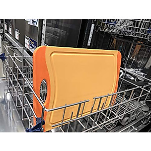 Raj Plastic Cutting Board Reversible Cutting board, Dishwasher Safe, Chopping Boards, Juice Groove, Large Handle, Non-Slip, BPA Free (Small (11.42" x 7.87"), Orange)