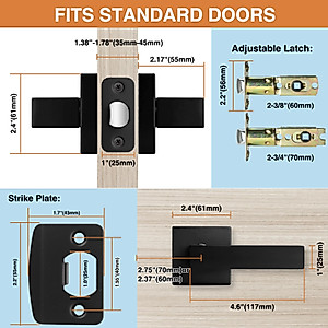 AEEKEL Matte Black Door Handle Interior Door Knob Passage Levers Set (No Lock), 6 Pack Heavy Duty Door Handle for Hall or Closet, Keyless Door Levers for Left Right Handle Doors