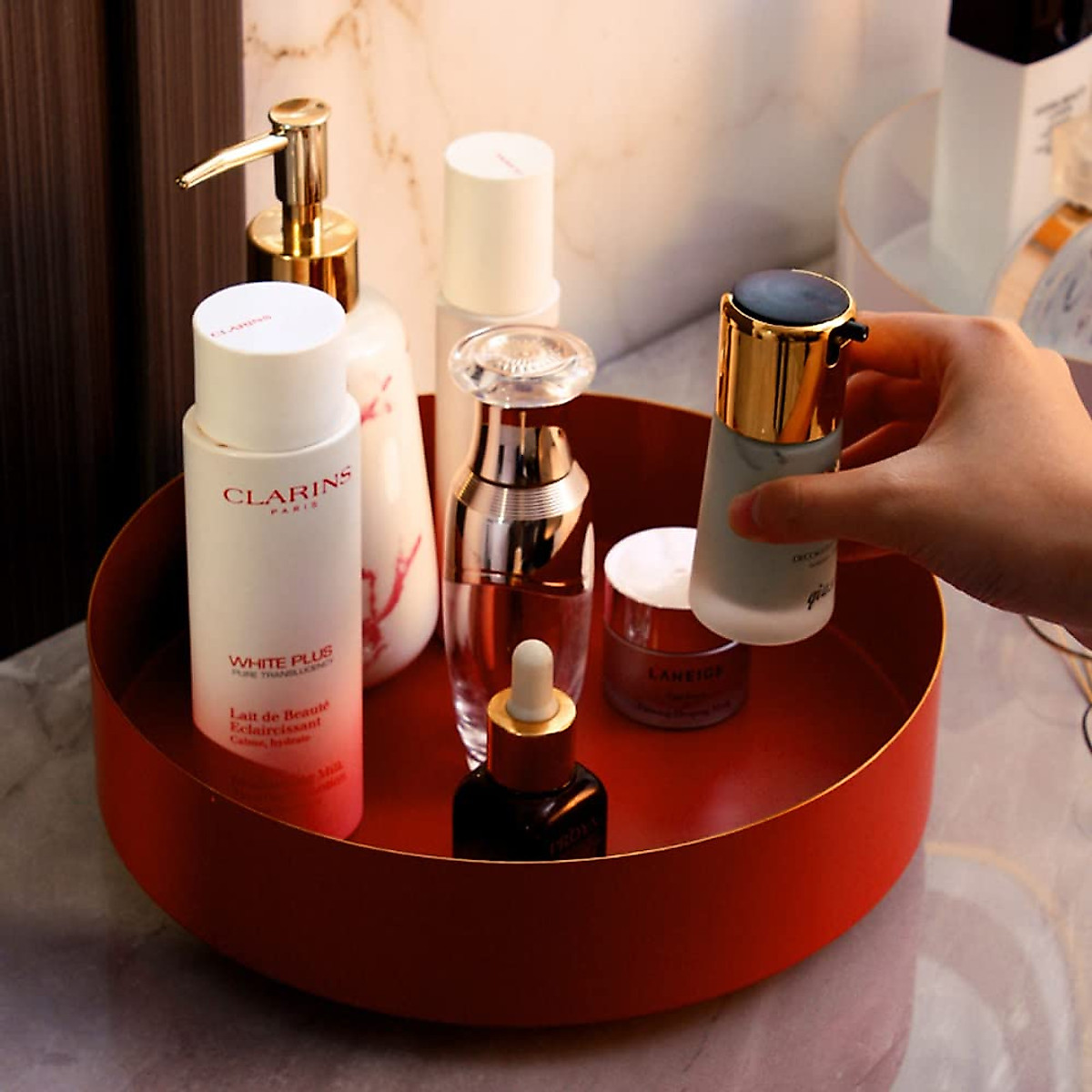 BLSX Spice Rack Organizer for Cabinet, Round Tray for Countertop, Lazy Susan Turntable Spice Spinner Saves Space Food Storage Container, 25cm