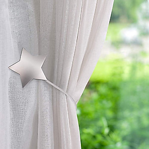 Sorfia Magnetic Curtain Tiebacks Clips Decorative Rope Holdbacks, 2 Pack Star Drapery Tie Backs Weave Holder for Window Draperies Bedroom Home Décor
