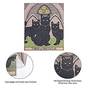 Lourny 3 Pcs Small Tarot Tapestry Wall Hanging Cute Animal Cartoon Cat Tapestries Decor for Bedroom Living Room(Pentacles, 18 x 20 inches)