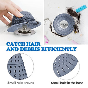 zaa Bathtub Drain Hair Catcher, Silicone Collapsible 1 Pack Drain Protector for Pop-Up and Regular Drains of Shower, Bathtub, Tub, Bathroom, Sink, Blue