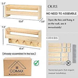 COMAX Small Book Shelf Organizer for Kids, Floating Bookshelf for Toddler Baby Room Bedroom, Set of 3 Wall Bookshelf Nursery Book Shelves Holder, Hanging Book Shelf for Wall Mounted Decor, Wood