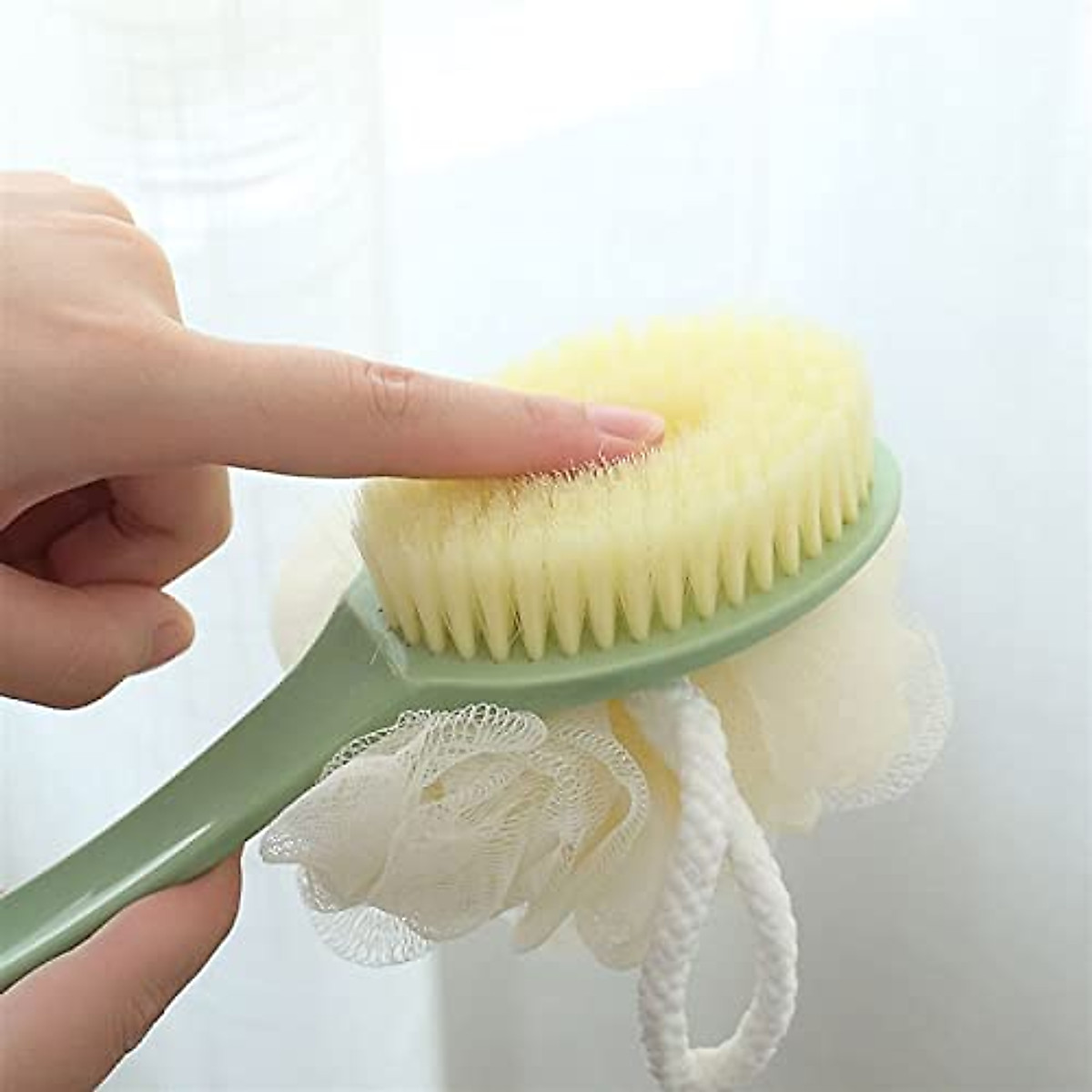 INGVY Dry Brushing Body Brush 3 Colors Double-Sided Bath Brush Bath Ball with Long-Handled Multifunctional Shower Brush Back Body Rubbing Exfoliating Brush (Size : Pink)