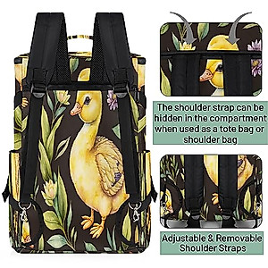 Yellow Duckling Flowers Vintage Style Gym Duffle Bag for Traveling Sports Tote Gym Bag with Shoes Compartment Water-resistant Workout Bag Weekender Bag Backpack for Men Women