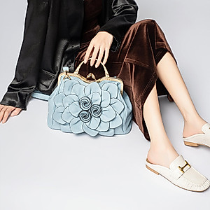 SUNROLAN Women's Evening Clutches Handbags Formal Party Wallets Wedding Purses Wristlets Ethnic Totes Satchel (9156 Blue)