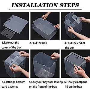 Otwthsui Shoe Box, Shoe Boxes Clear Plastic Stackable, Clear Plastic Shoe Boxes for Closets and Entryway, 13.38 × 9.84 × 7.08Inch, Foldable Plastic Shoe Organizer, 6 Pack (Clear)