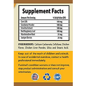 Bladder Support for Dogs - Dogs Urinary Tract Support - Maintain Health Function - CHEWABLE - uva Ursi for Dogs - - dog supplements & vitamins - dog vitamins and multivitamins - 90 Treats (1 Bottle)