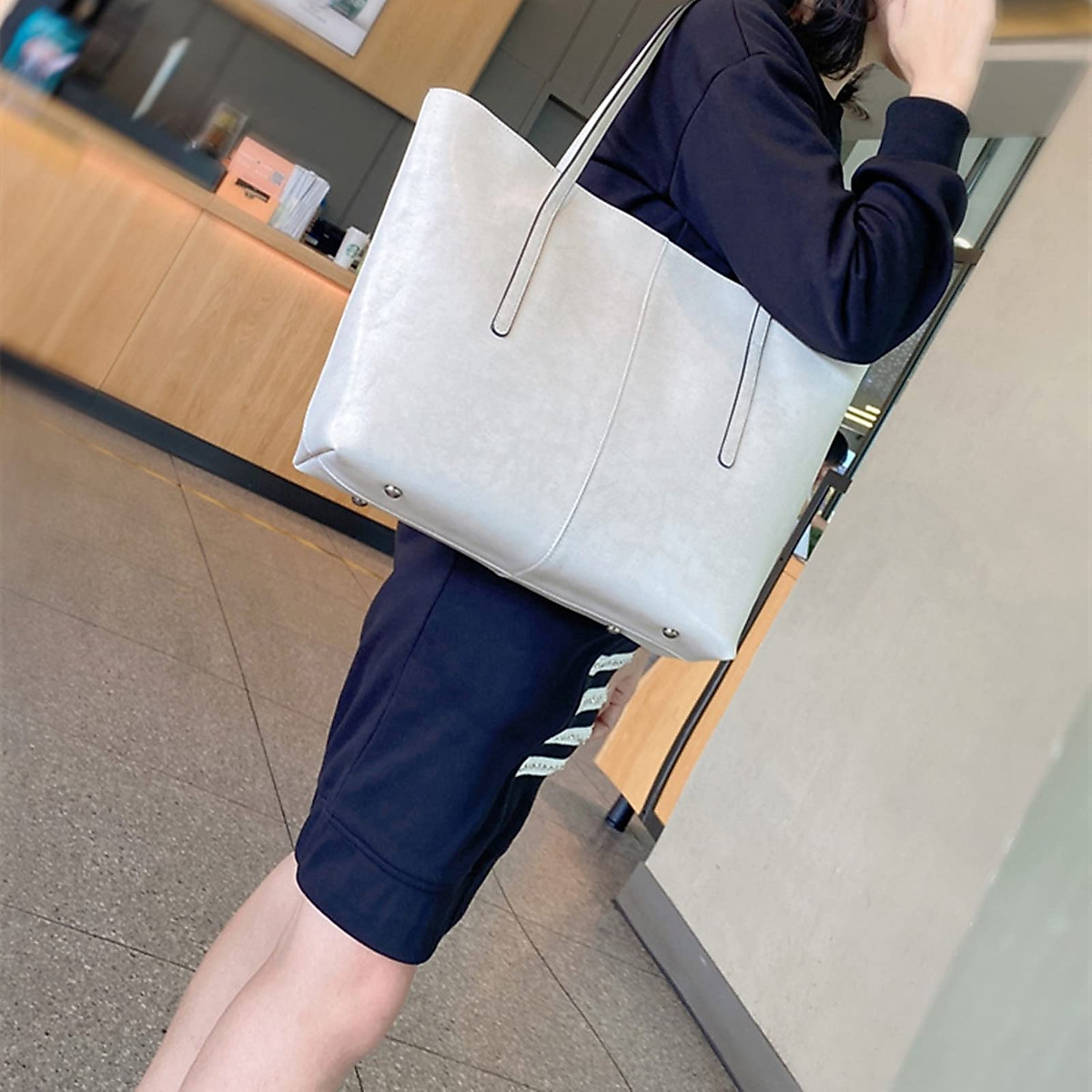 2022 White luxury Women Fashion Handbags Wallet Tote Bag Shoulder Bag Top Handle Satchel Purse Set (31cm*11cm*21cm, White)