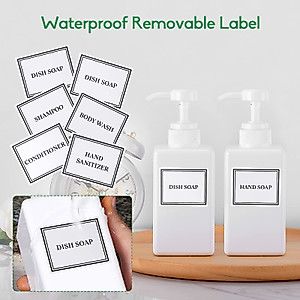 15oz Pump Dispenser for Bathroom, INSFIT Refillable Plastic Pump Bottles, Dish Soap Dispenser for Kitchen Sink, Hand Soap Dispenser, Laundry Detergent Dispenser with Waterproof Labels, 2 Pack White