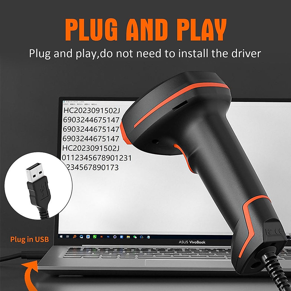 1D 2D QR Barcode Scanner Wireless and Wired with 2.4G Wireless & Bluetooth Function,328 Feet Transmission Distance,Scanner Reader Barcode Hand held Scanner Compact Plug and Play Mode