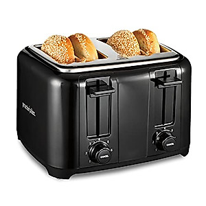 Proctor Silex 4 Slice Toaster with Extra Wide Slots for Bagels, Cool-Touch Walls, Shade Selector, Toast Boost, Auto Shut-off and Cancel Button, Black (24215PS)