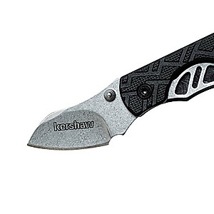 Kershaw Cinder Multi-Function Folding Pocketknife (1025); 1.4 Inch 3Cr13 Stonewashed Blade; Manual Opening; Liner Lock; Bottle Opener; Keychain Carry; Black Glass-Filled Nylon Handle; 0.9 oz