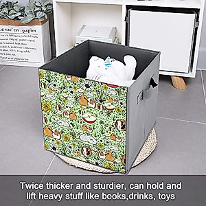 Wild Guinea Pig PU Leather Collapsible Storage Bins Canvas Cube Organizer Basket with Handles