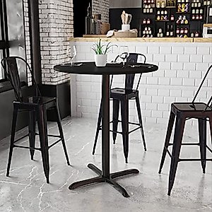Flash Furniture 36'' Round Black Laminate Table Top with 30'' x 30'' Bar Height Table Base