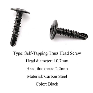 Pro Bamboo Kitchen 50pcs #8 x 3/4" Carbon Steel Cross Large Self-Tapping Truss Head Screws Black