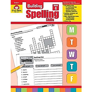 Evan-Moor Building Spelling Skills, Grade 4 - Homeschooling & Classroom Resource Workbook, Reproducible Worksheets, Teaching Edition, Spelling Strategies, Reading and Writing Skills