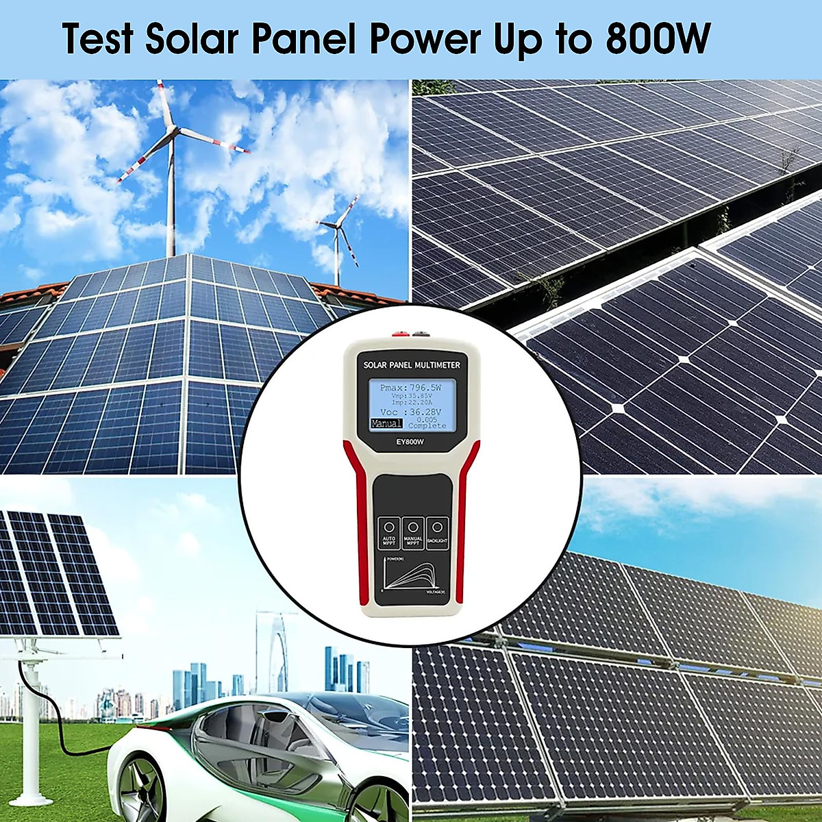 Solar Panel Power Meter 800W — Accurate PV Testing & MPPT Monitoring