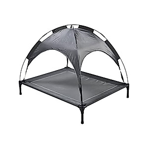Go Gear Outdoor Elevated Pet Bed Mat for Cats & Dogs with UV & Water Resistant Canopy Gray, Medium
