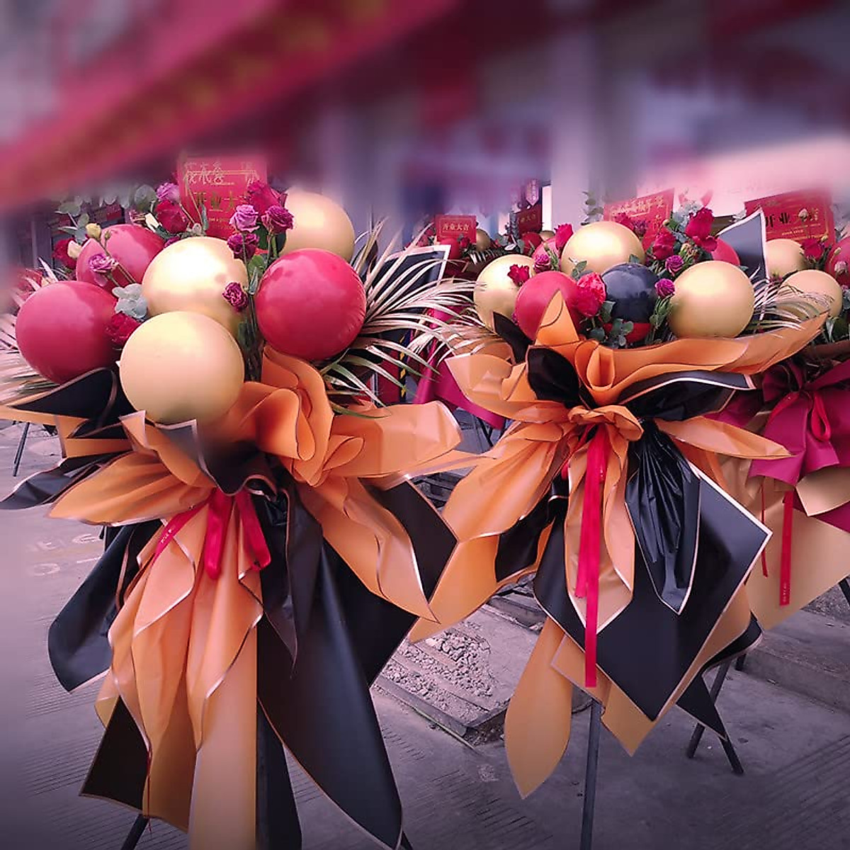 20 Sheets Pure color gold edge Flower Wrapping Paper,Florist Bouquet Supplies,DIY Crafts,Gift Packaging or Gift Box Packaging, Wraps Waterproof Floral Wrapping Paper 22.8x22.8Inch (Dark night black)