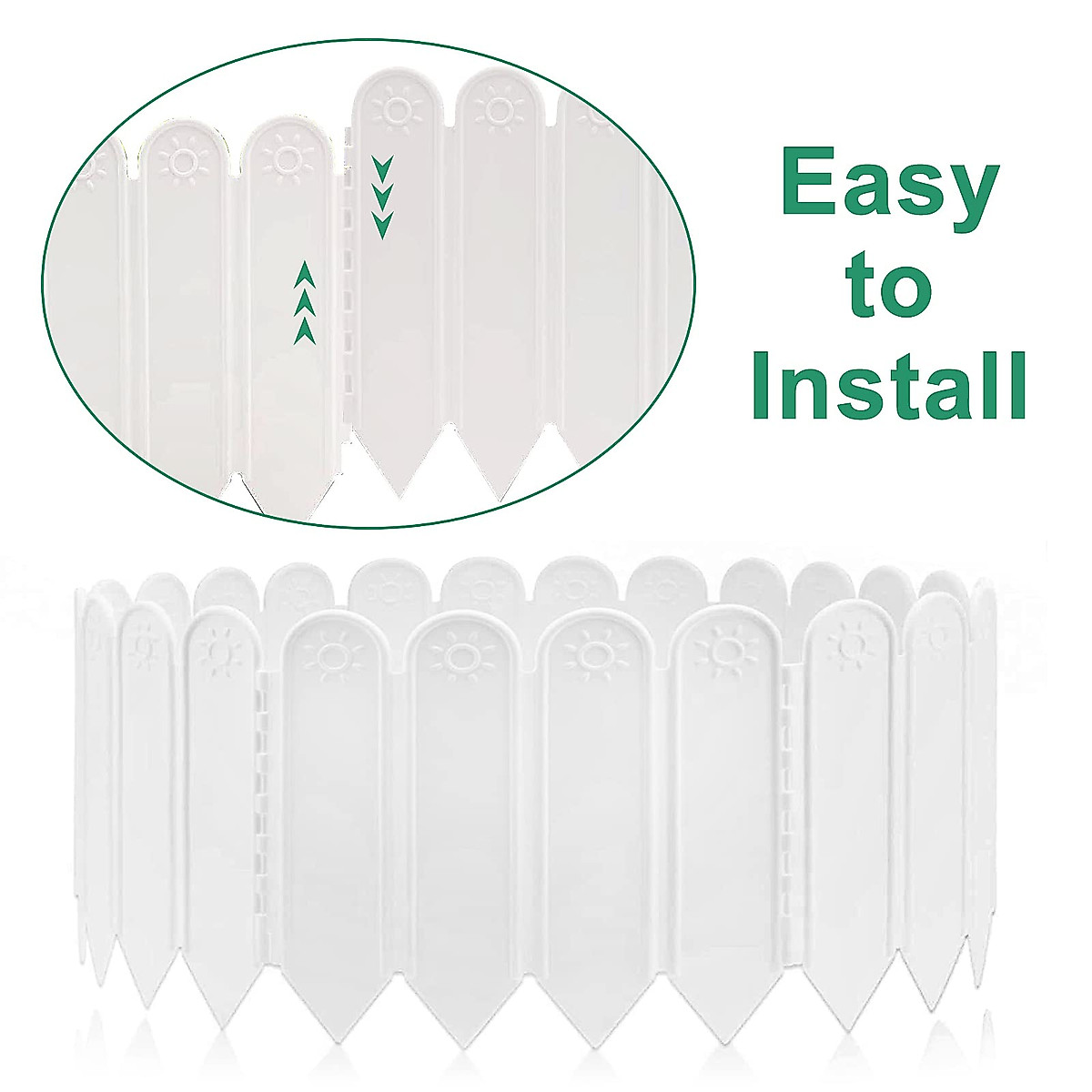 TUEHUTDE Garden Edging Border, 10PCS Landscape Edging, Plastic Lawn Garden Fence Edging, Decorative Garden Border Edging for DIY Outdoor Patio Yard(White)