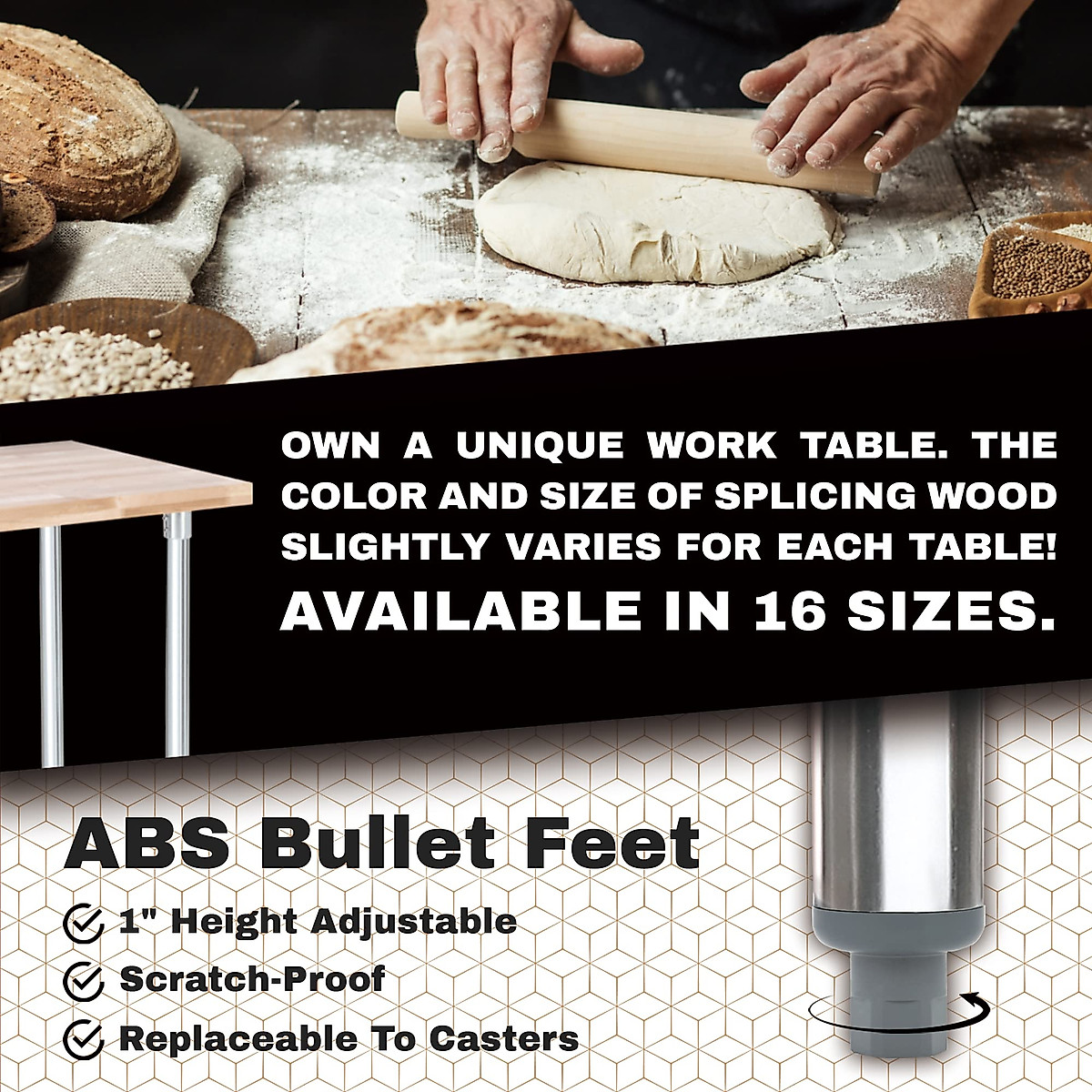 US Maple Top Work Table - 30 x 24 x 35 Inch Commercial Butcher Block Wooden Workbench with Open Base Stabilizing Leg Cross Braces - Fits Restaurant, Warehouse, Home, Kitchen, Garage by DuraSteel