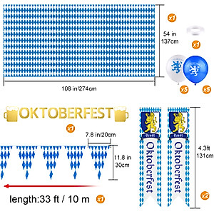 TUPARKA Oktoberfest Decorations Kit Octoberfest Party Supplies for Oktoberfest Decor Oktoberfest German Party Decorations, Includes Oktoberfest Bavarian Tablecloth Sign Flag Pennant Banner